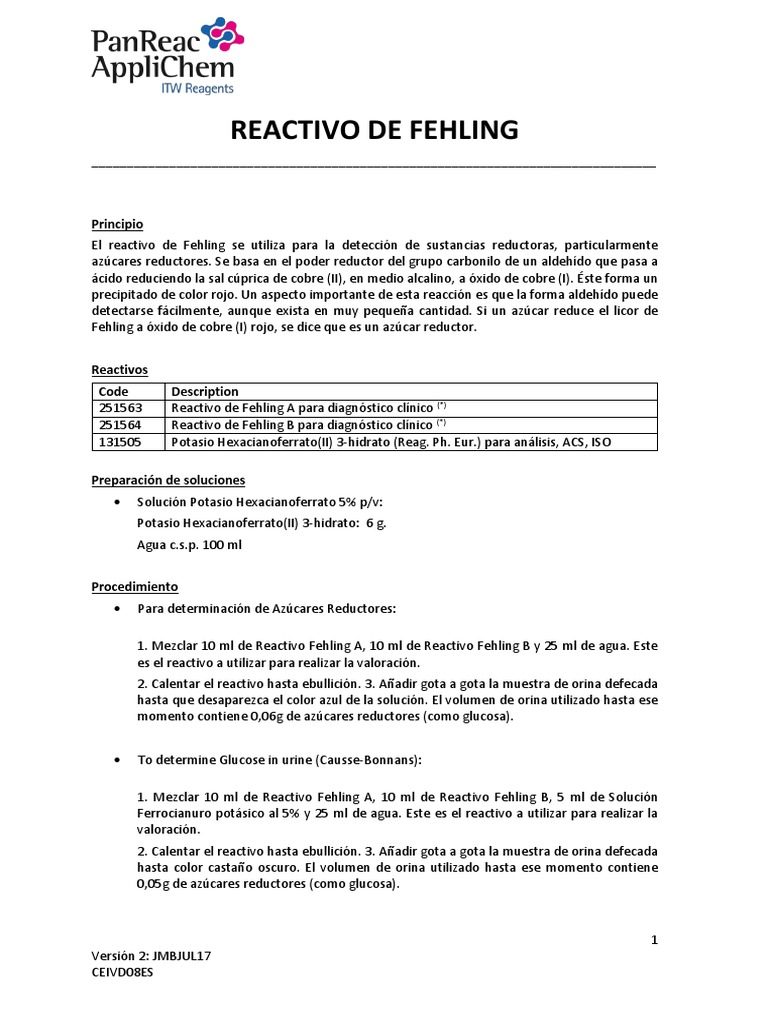 Reactivo de Fehling | Sustancias químicas | Química