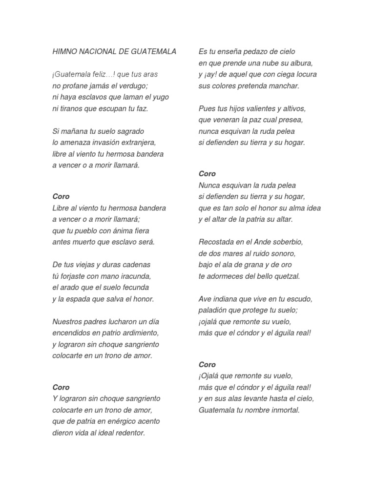 Himno Nacional de Guatemala | PDF