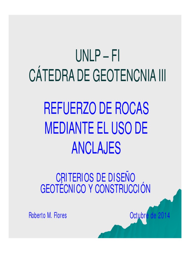 Geotecnia III, Anclajes, 2014, Parte 1 | PDF | Excavación (Arqueología ...