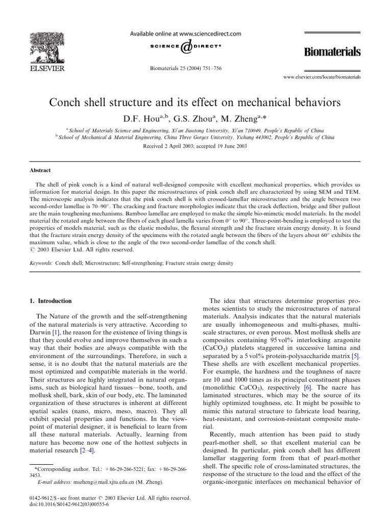 Conch Shell Structure and Its Effect On Mechanical Behaviors 2004 ...