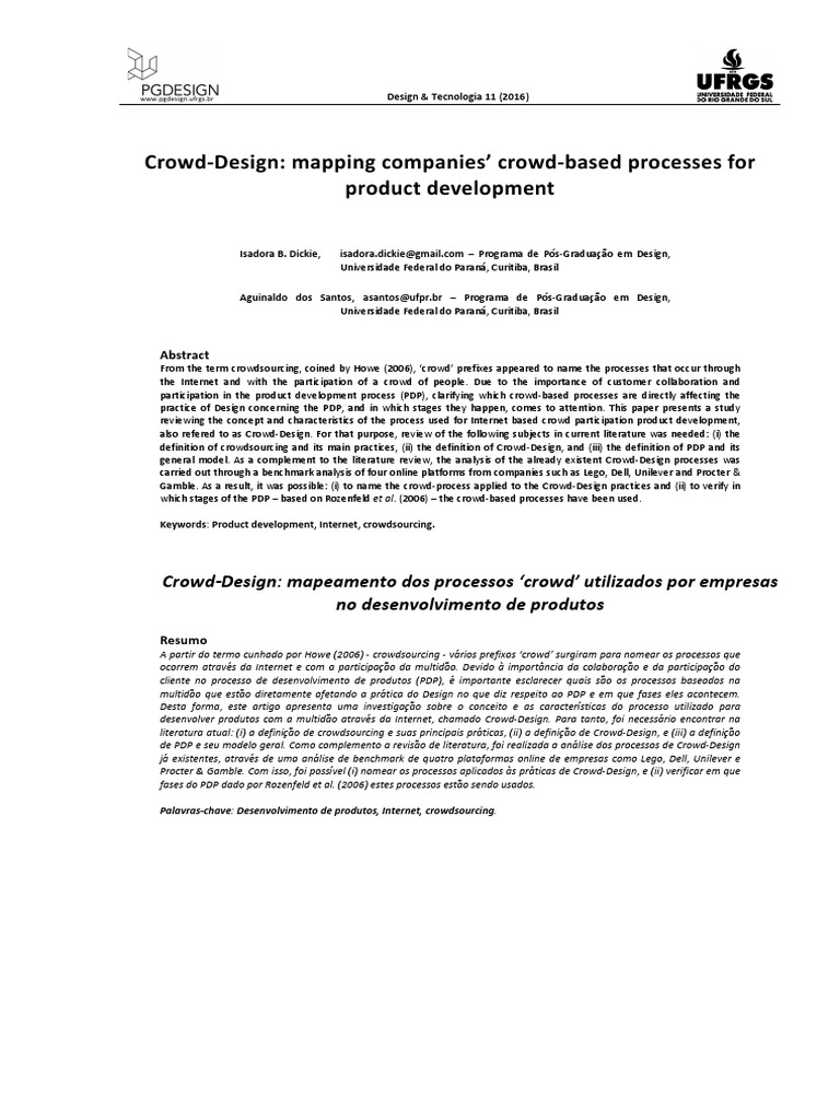 Crowd-Design: Mapping Companies' Crowd-Based Processes For Product ...