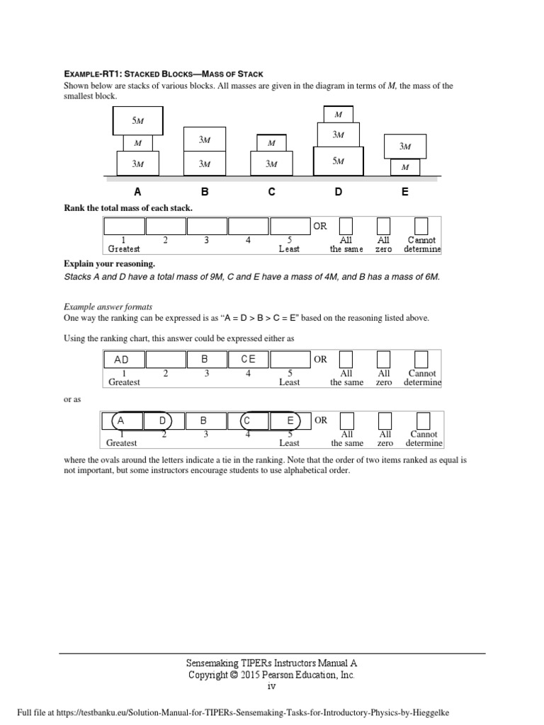Solution Manual For TIPERs Sensemaking Tasks For Introductory Physics ...