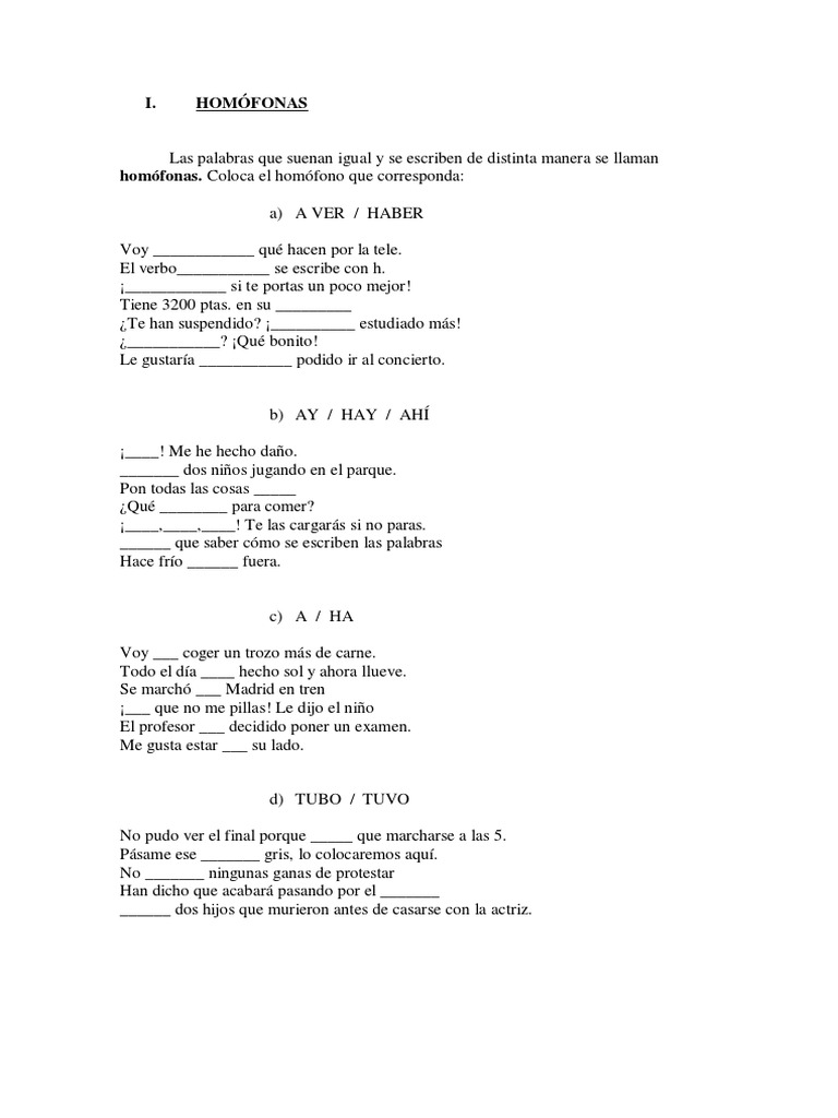 Ejercicios de Ortografía y Gramática en Español | PDF | Lingüística