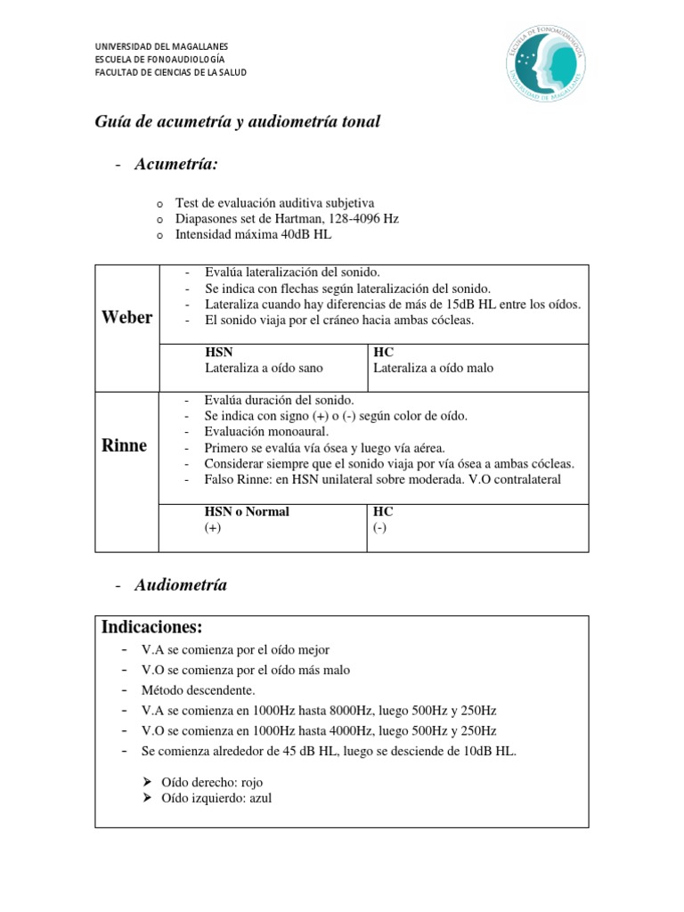 Guía de Acumetría y Audiometría | PDF | Sonido | Sentidos