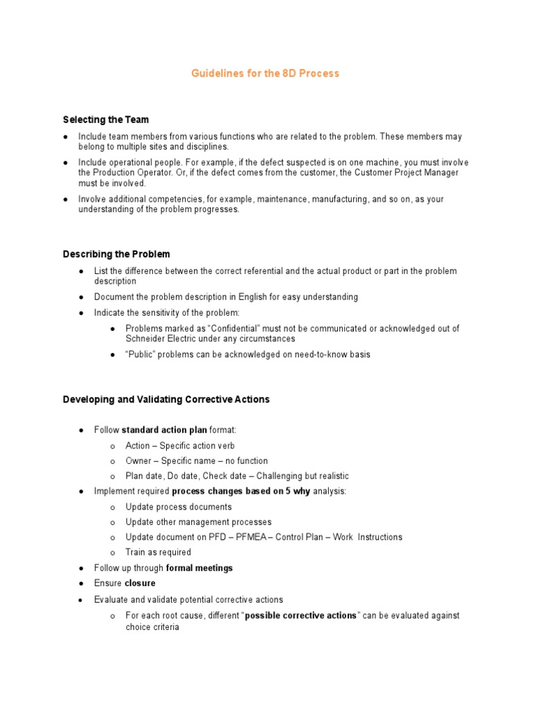 8D Process Guidelines for Teams | PDF | Parameter (Computer Programming ...