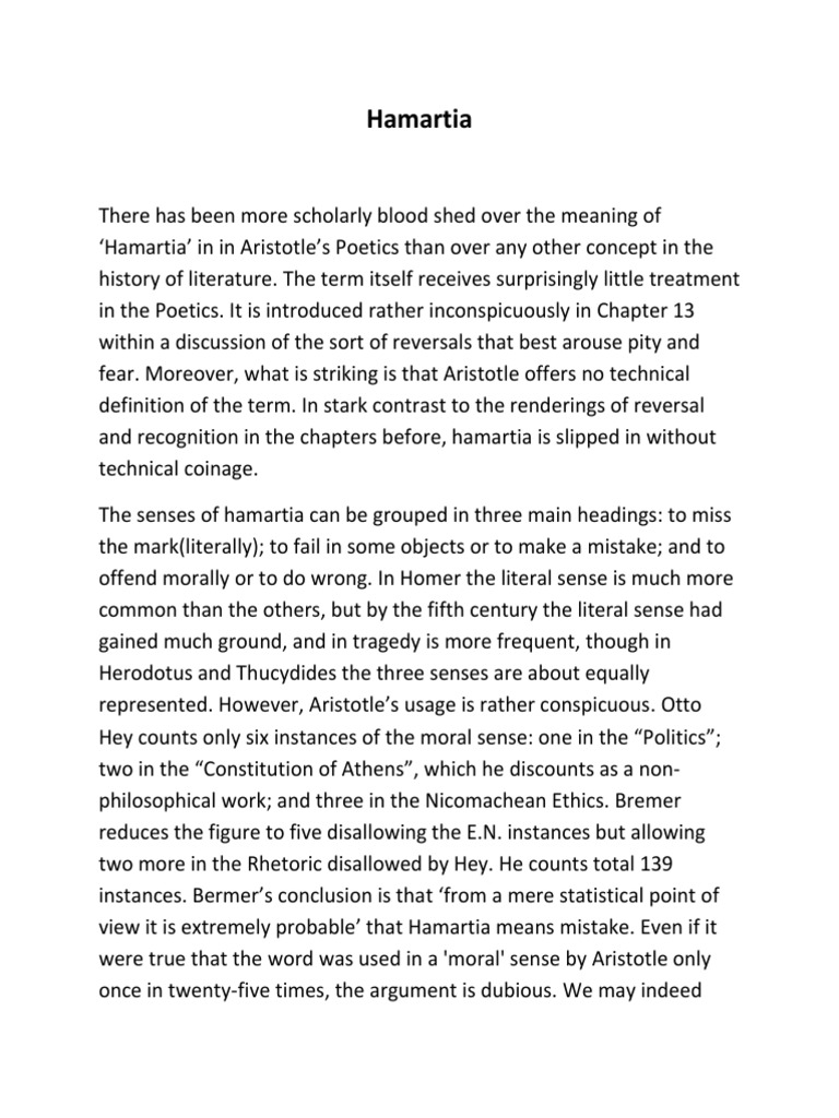 Hamartia | PDF | Poetics (Aristotle) | Aristotle