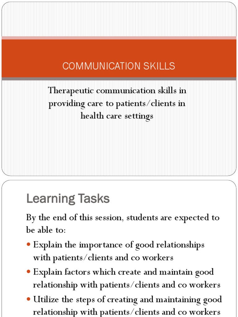 Communication Skills: Therapeutic Communication Skills in Providing ...