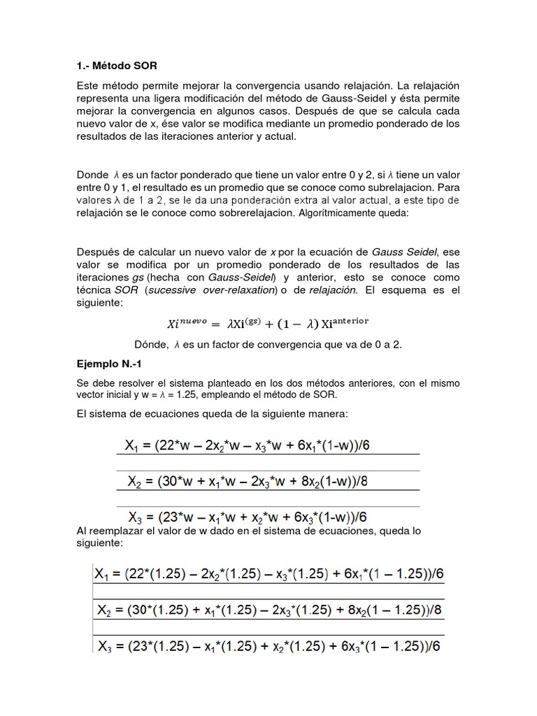 Métodos Numéricos de SOR y Jacobi | PDF | Ecuaciones | Algoritmos