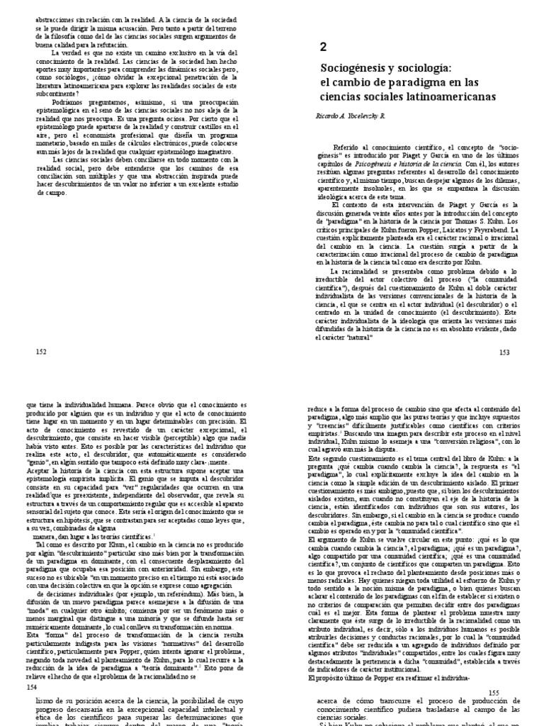 Sociogenesis y Sociologia. Yocelevsky 1 | PDF | Paradigma | Science
