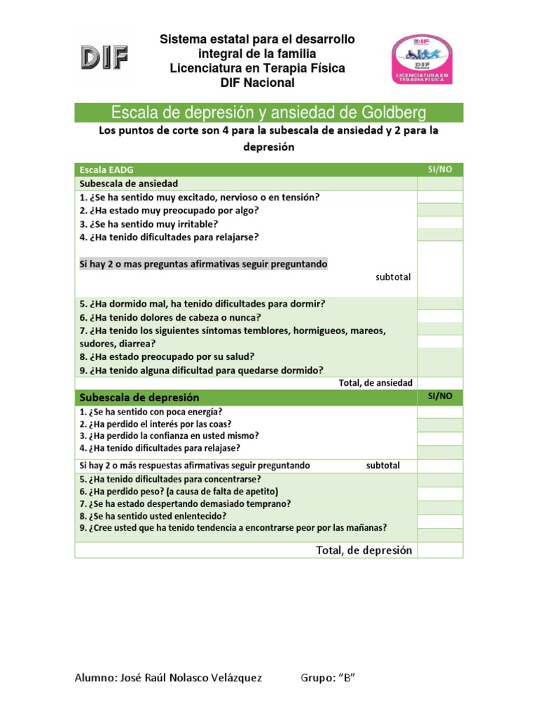 Escala de Golberg | PDF