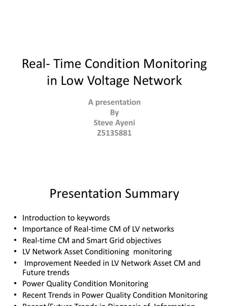 Assesment 4 Presentattion - Real - Time Condition Monitoring in Low Voltage Network | PDF ...