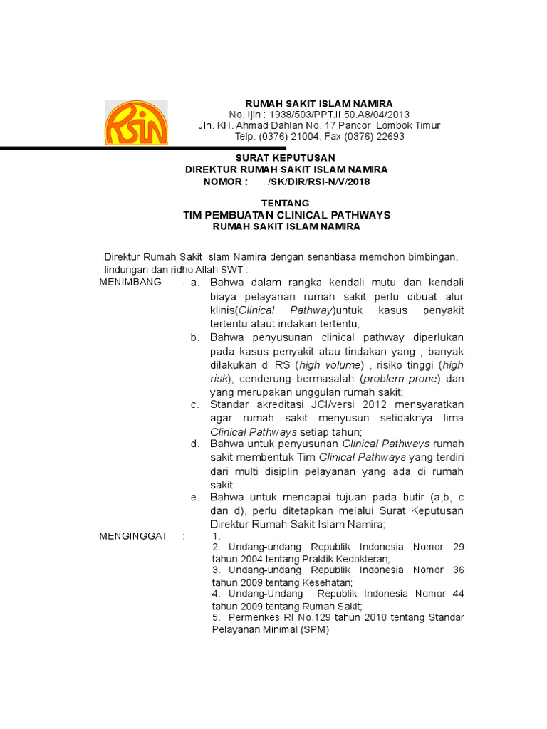 SK Tim Clinical Pathwaydocx | PDF | Science & Mathematics