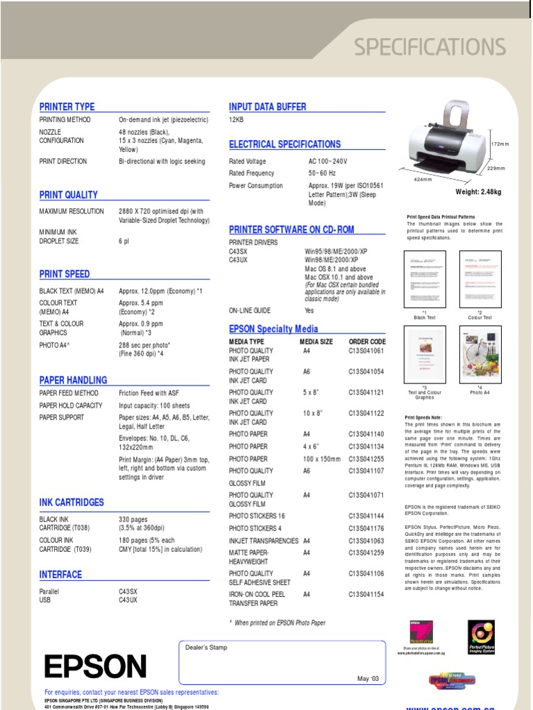 Printer Type Input Data Buffer: Print Speed Data Printout Patterns ...
