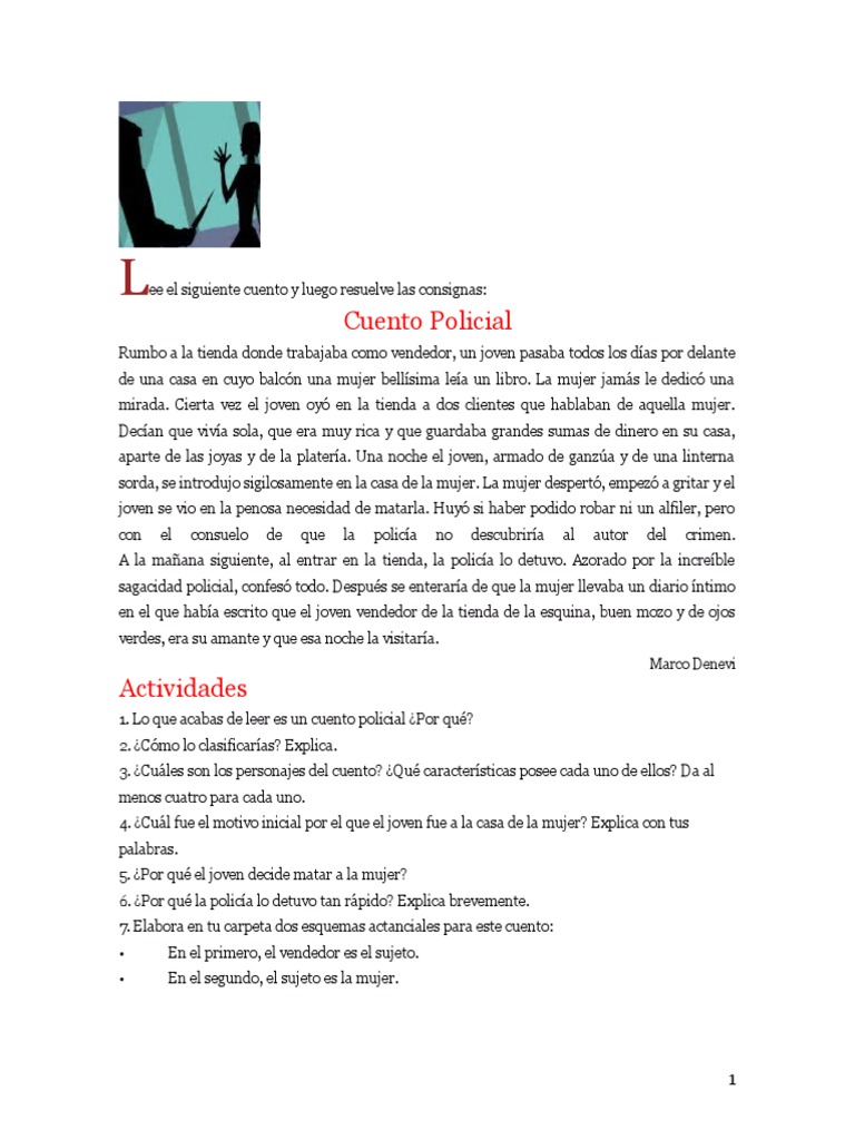 Cuentos Policiales Lengua 8° Pdf Narración Cuentos