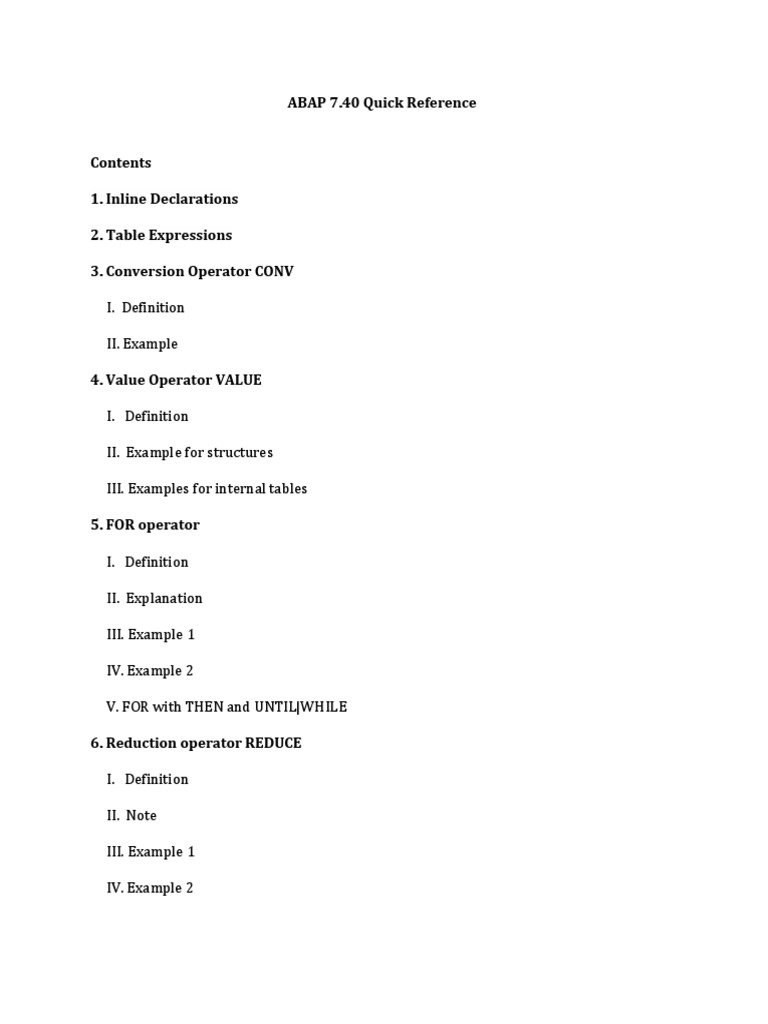 ABAP 7.4 New Features Reference | PDF | Database Index | String ...