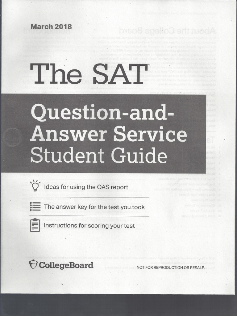 March 2018 SAT Student Guide | PDF