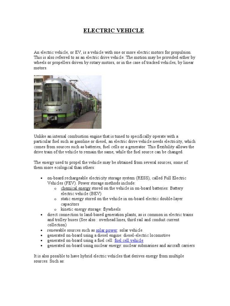 Electric Vehicles | PDF | Electric Vehicle | Lithium Ion Battery