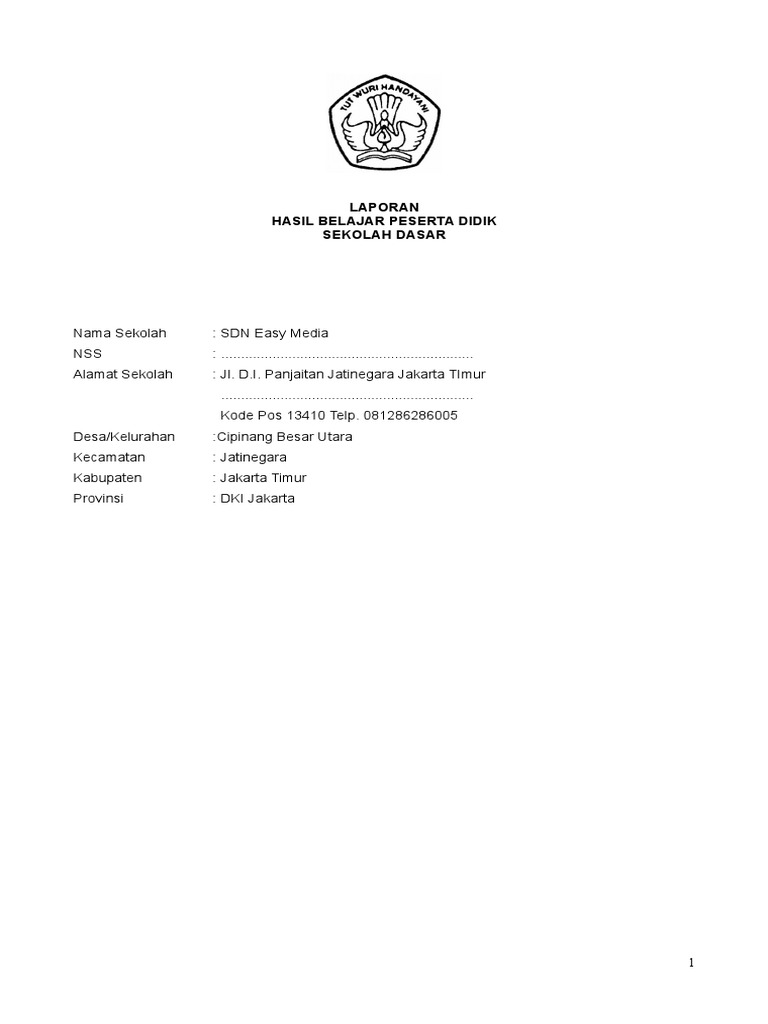 Contoh Raport Jadi | PDF