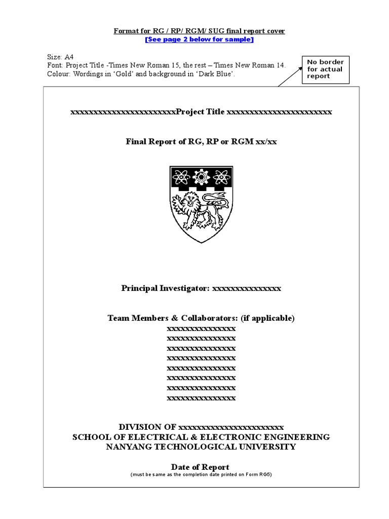 Format For Final Report Cover-URC Projects | PDF