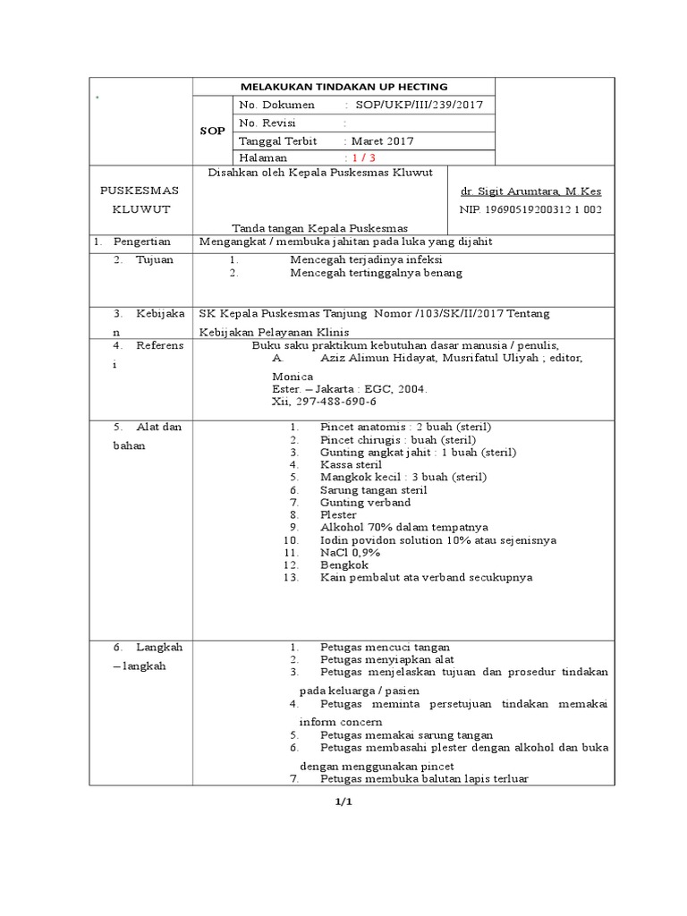 Sop Up Hecting Luka | PDF