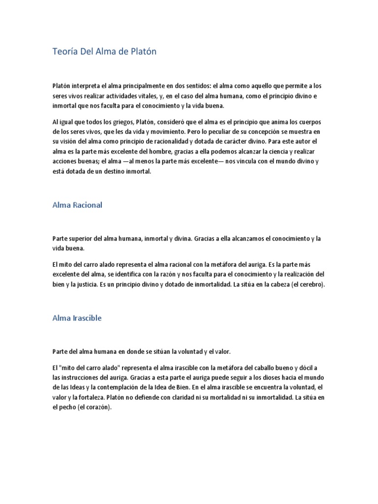 Teoría Del Alma de Platón | PDF