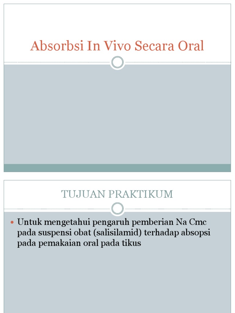 Absorbsi in Vivo Secara Oral | PDF