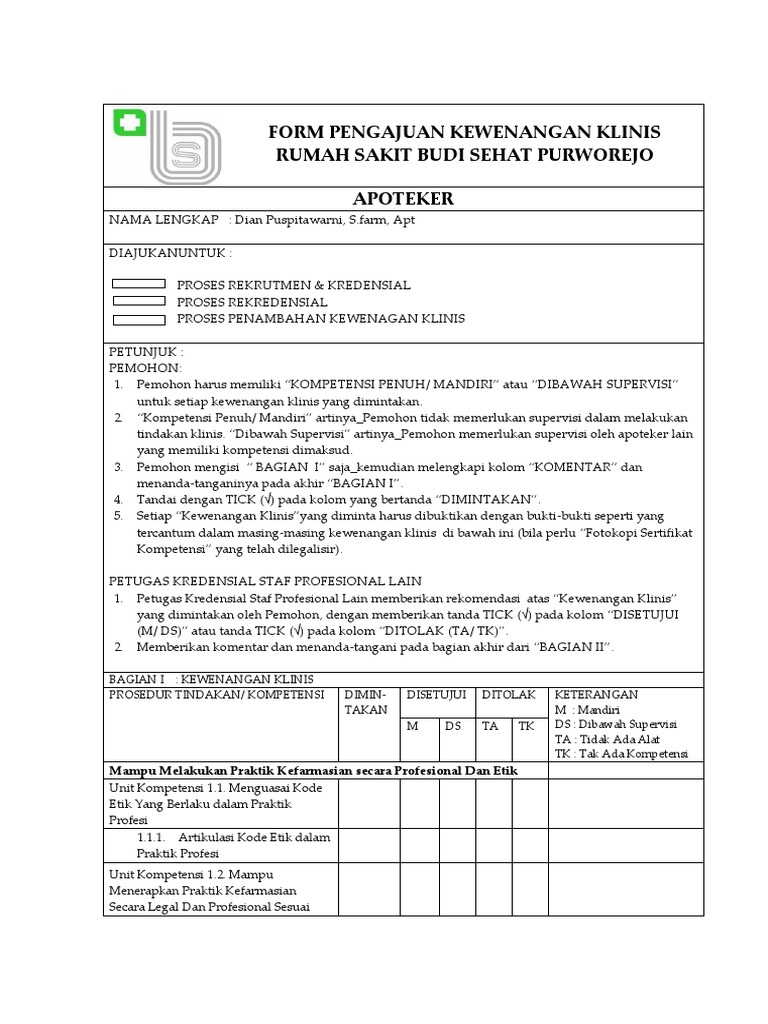 Form Pengajuan RKK Apoteker