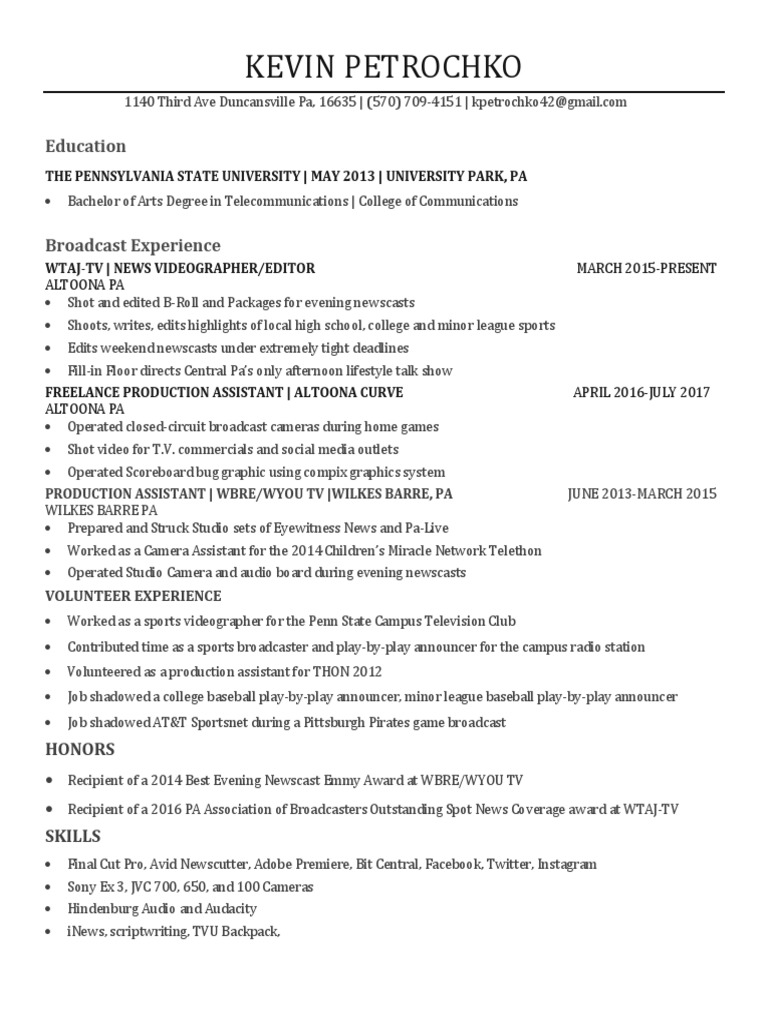 Kevins Updated Resume Rev | PDF