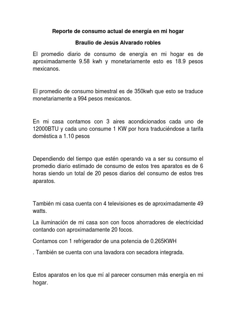 Reporte de Consumo Actual de Energía en Mi Hogar de Braulio de Jesus ...