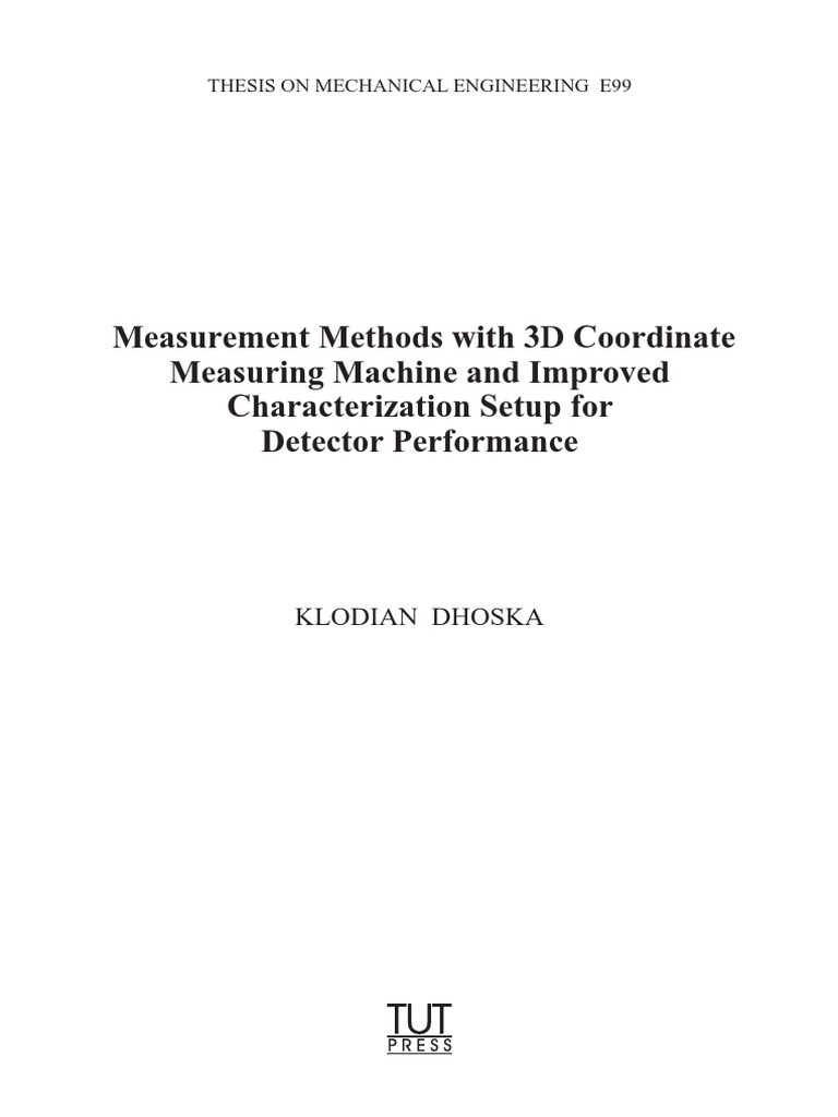 Measurement Methods With 3D Coordinate Measuring Machine and Improved ...