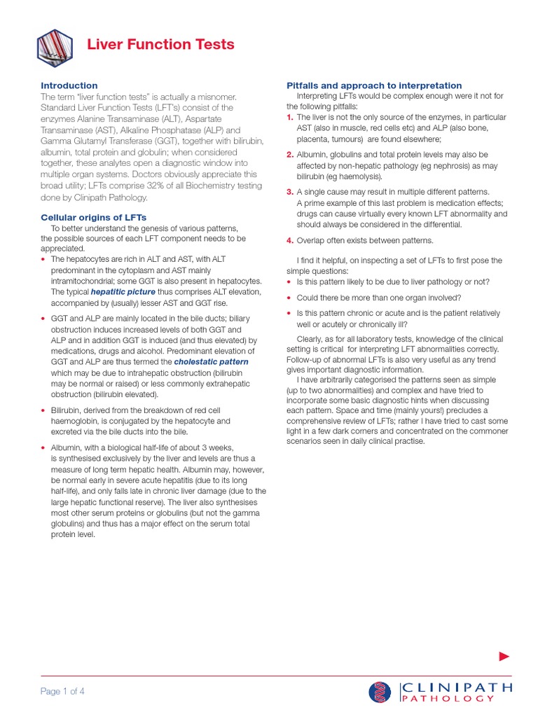 Liver Function Tests | PDF | Hepatitis | Alanine Transaminase