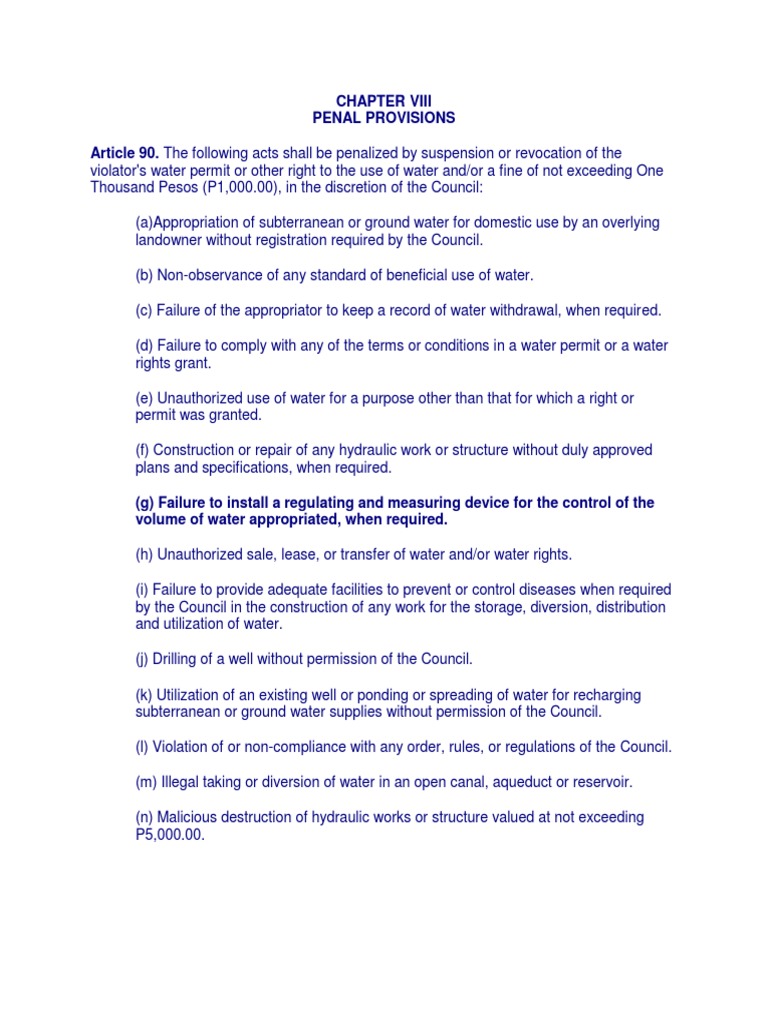 Penalties for Violating Water Permit Requirements and Water Use ...