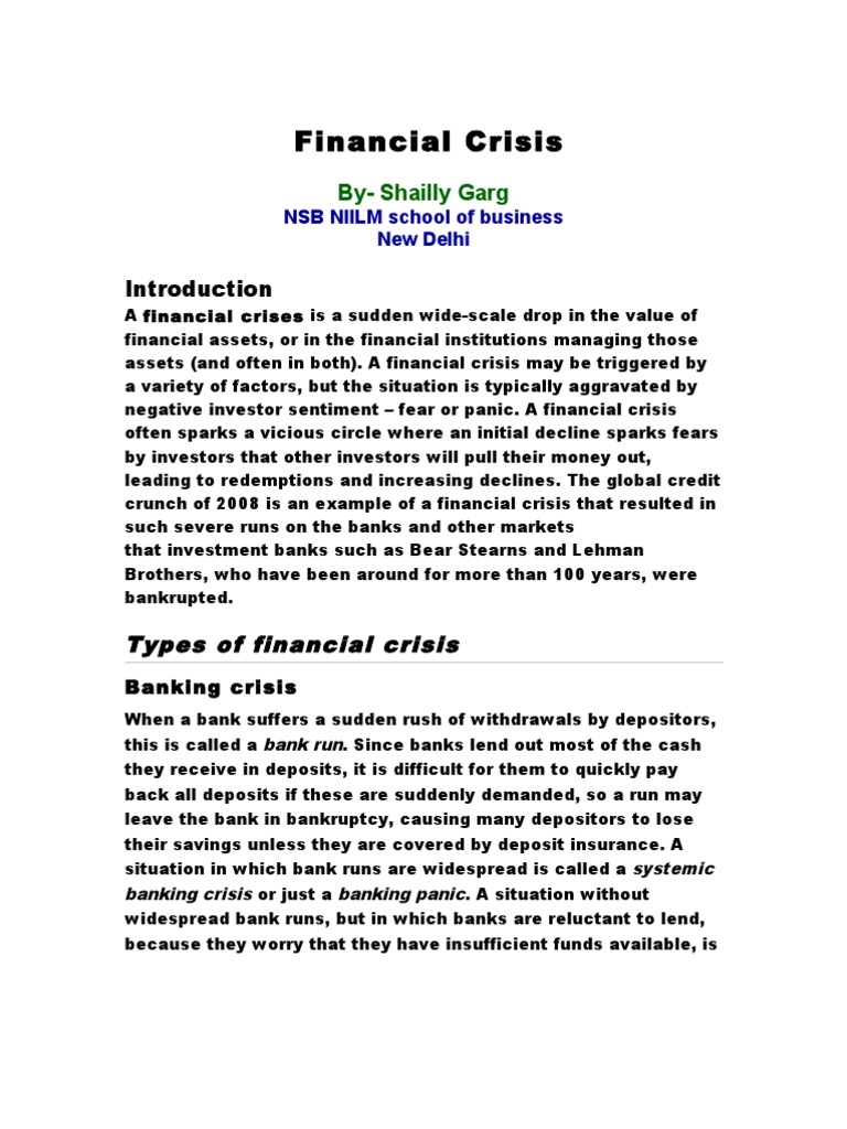 Understanding Financial Crises Explained | PDF | Financial Crises ...