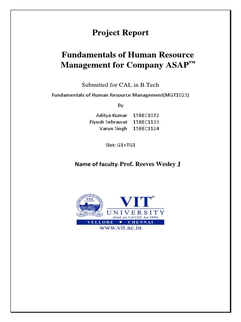Project Report On Human Resource Management | PDF | Compensation And ...