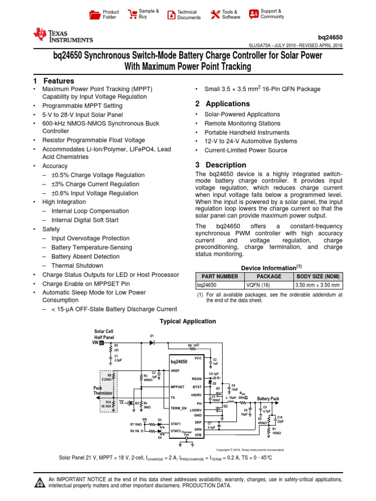 bq24650 PDF | PDF | Electrostatic Discharge | Mosfet