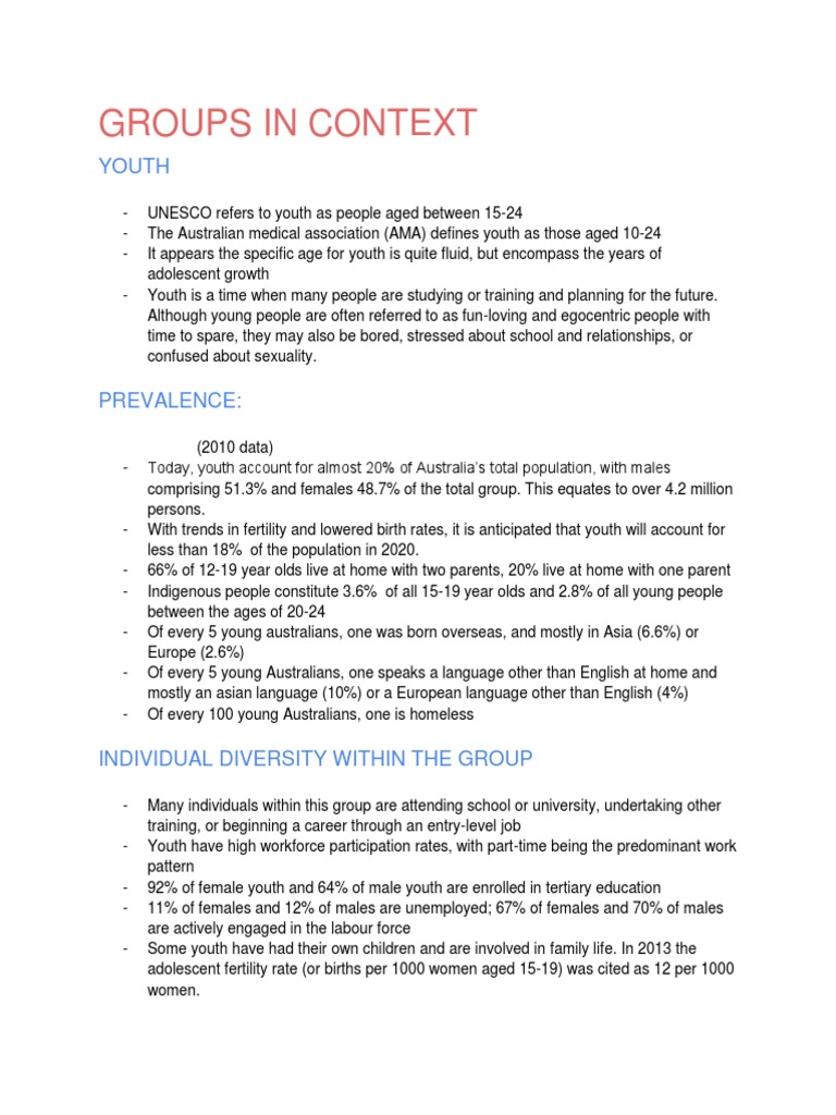 Groups in Context: Youth | PDF | Adolescence | Youth