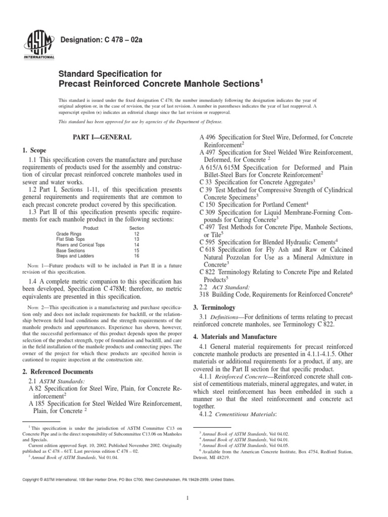 Astm C478 PDF | PDF | Concrete | Cement
