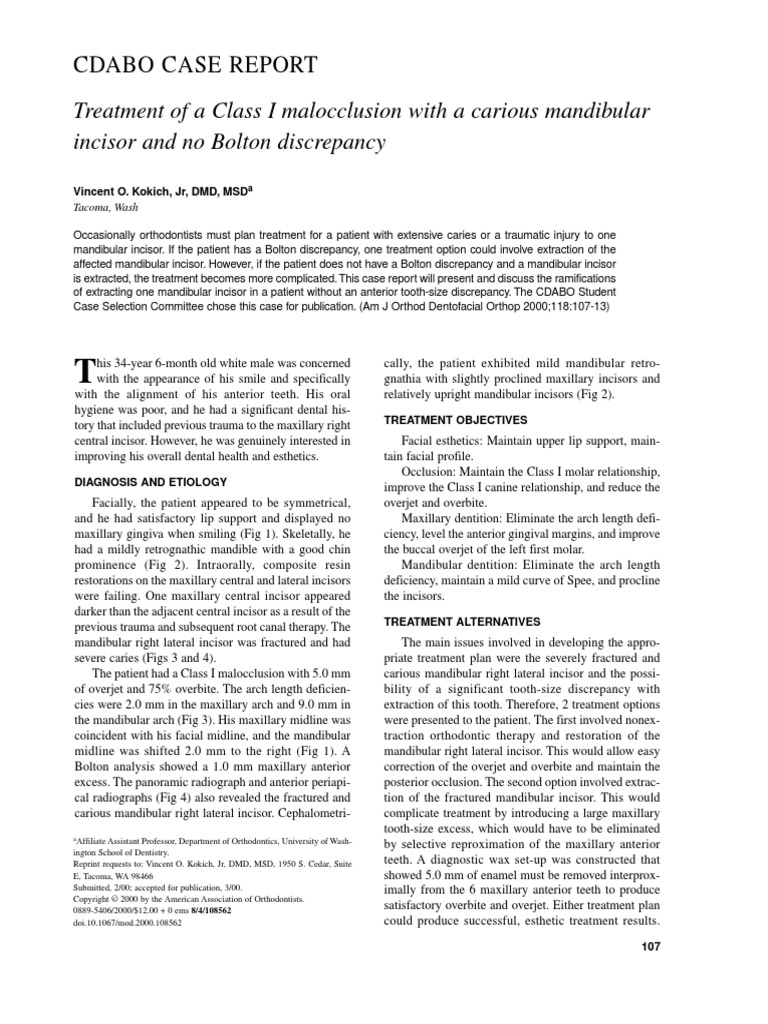2000 118 1 107 113 Kokich | PDF | Orthodontics | Dental Anatomy