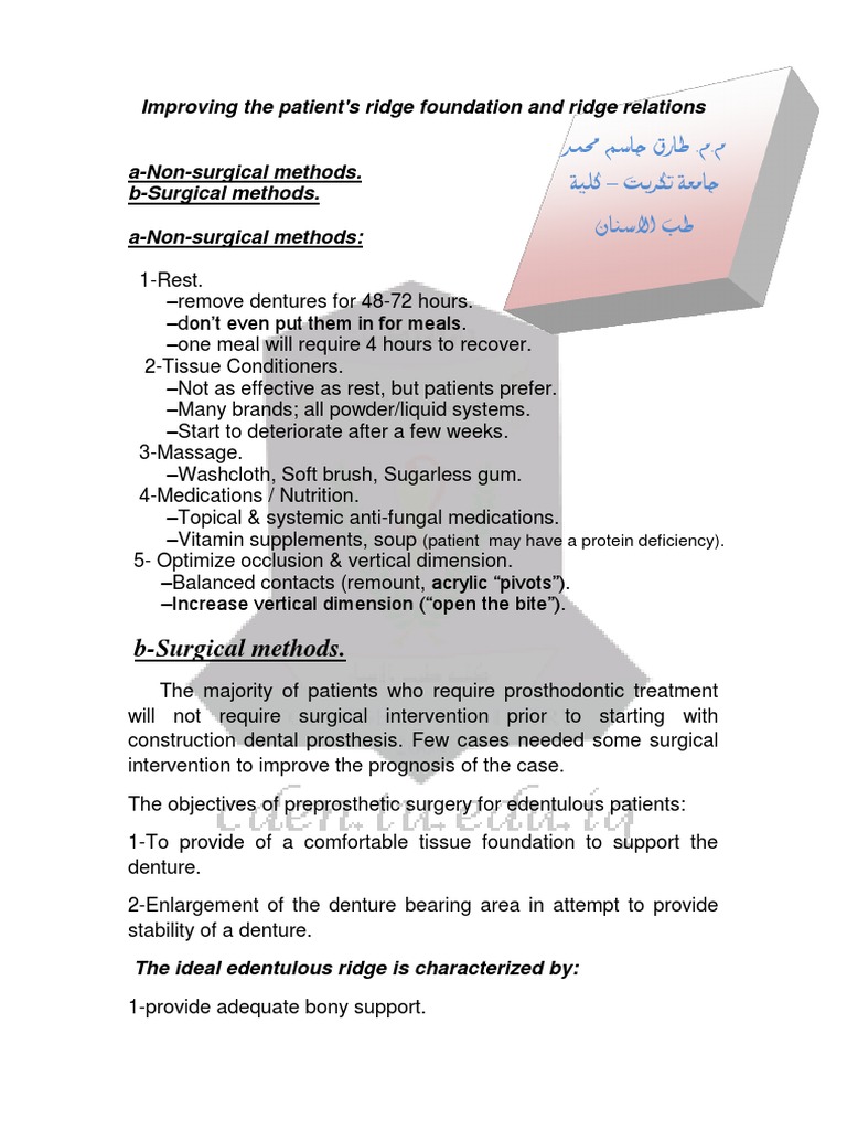 Improving The Patients Ridge Foundation and Ridge Relations | PDF ...