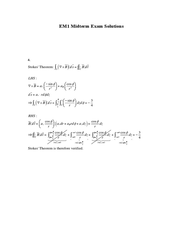 EM1 Midterm Solutions | PDF | Teaching Mathematics
