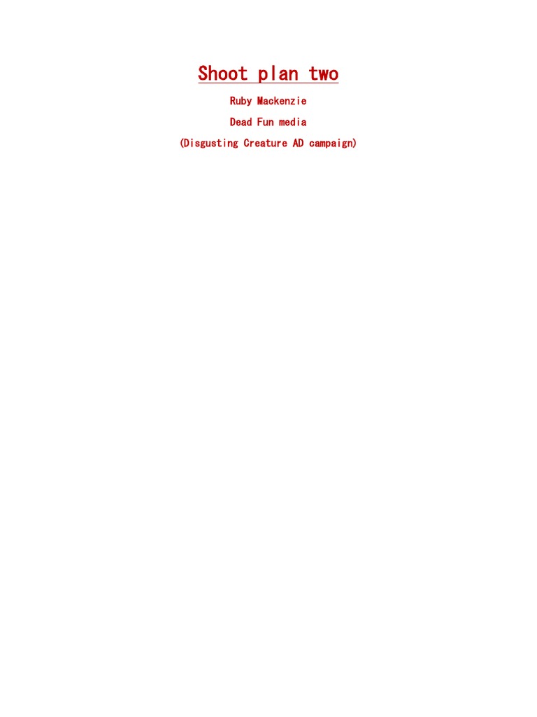 Shoot Plan Two | PDF