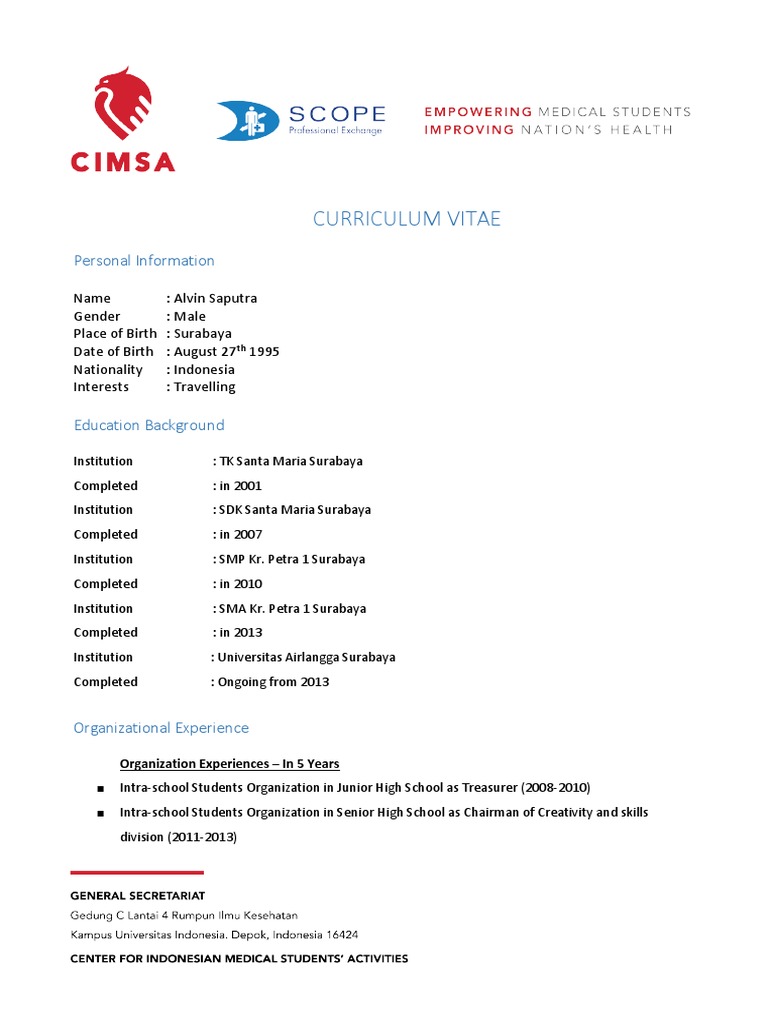 Curriculum Vitae Alvin Saputra | PDF