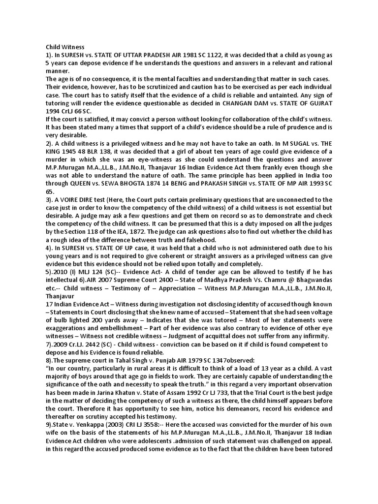 Child Witness.docx | Witness | Cross Examination