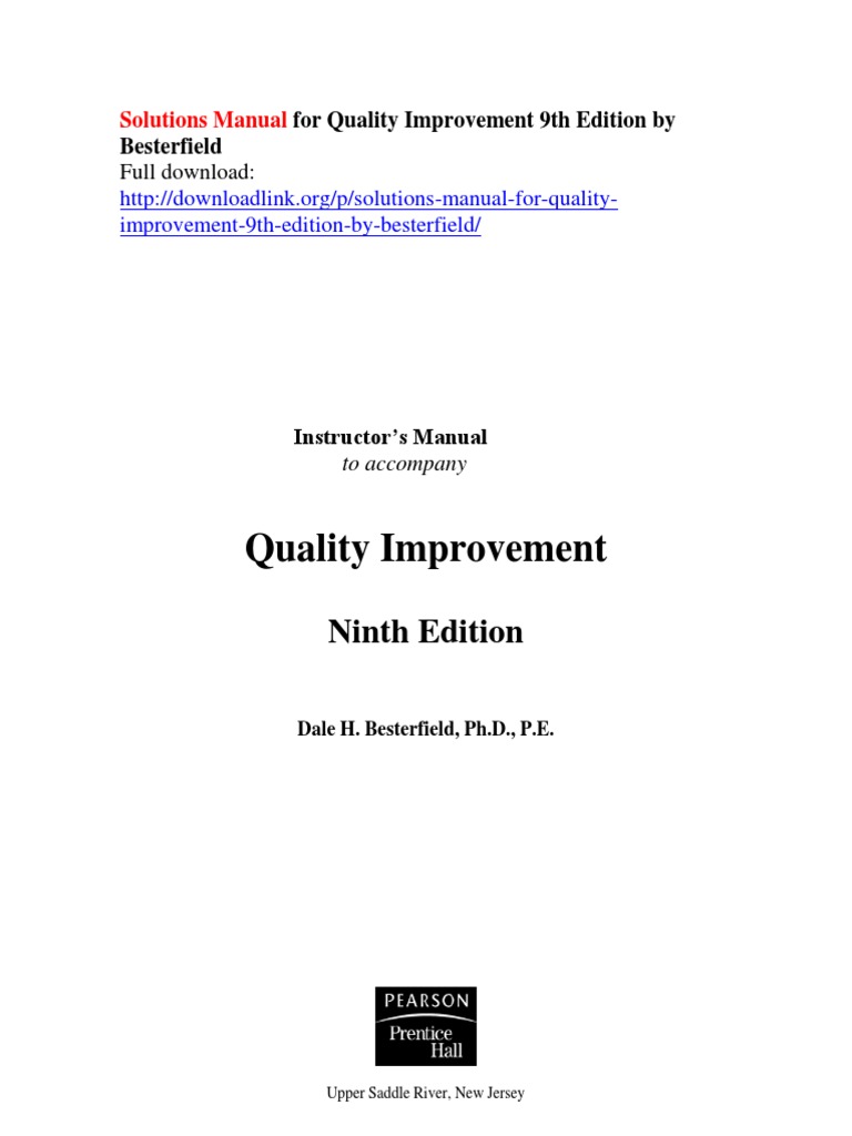 Solutions Manual For Quality Improvement 9th Edition by Besterfield ...