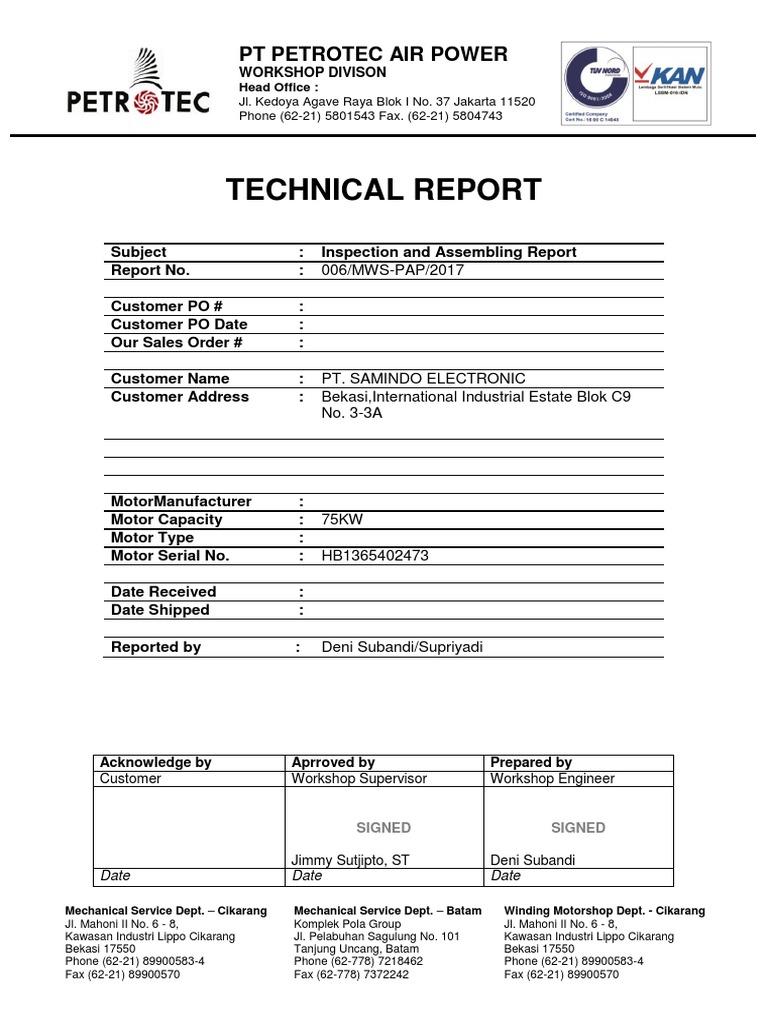 Technical Report: PT Petrotec Air Power | PDF