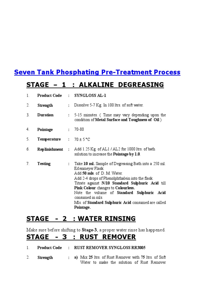 Phosphating Procedure | PDF
