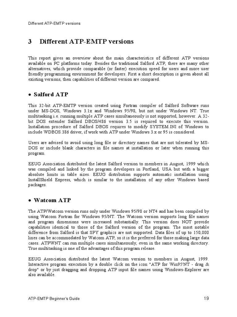 3 Different ATP-EMTP Versions | PDF | Dos | Microsoft Windows