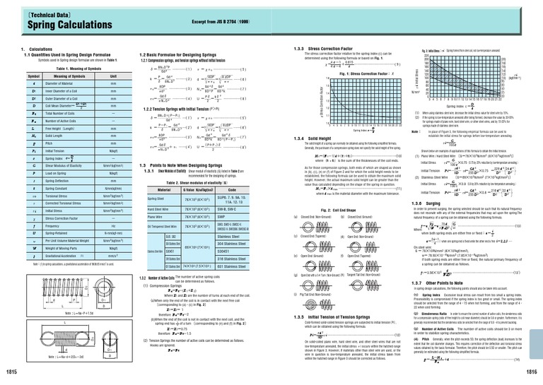 Spring Calculations | PDF | Elasticity (Physics) | Wire