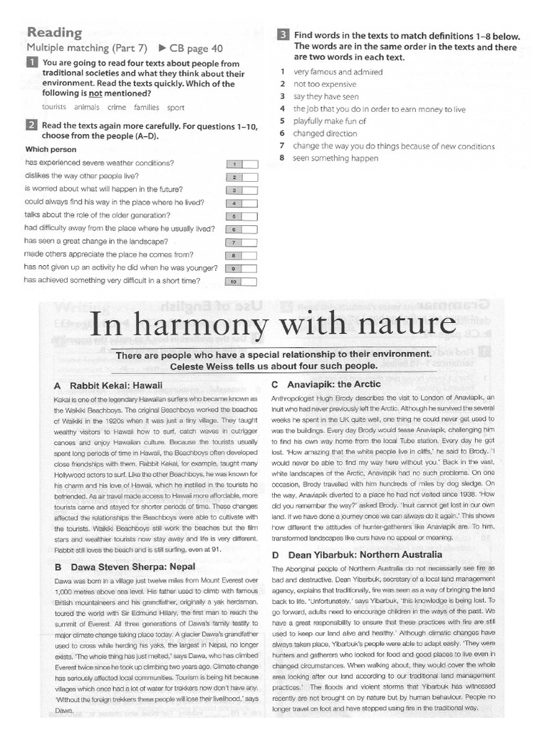 B2 First Reading Part 7 Task | PDF