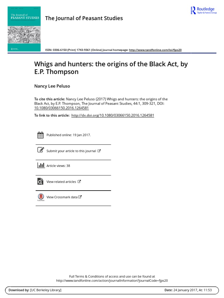 Resenha Whigs and Hunters The Origins of The Black Act by E P Thompson | PDF | Enclosure | Hunting